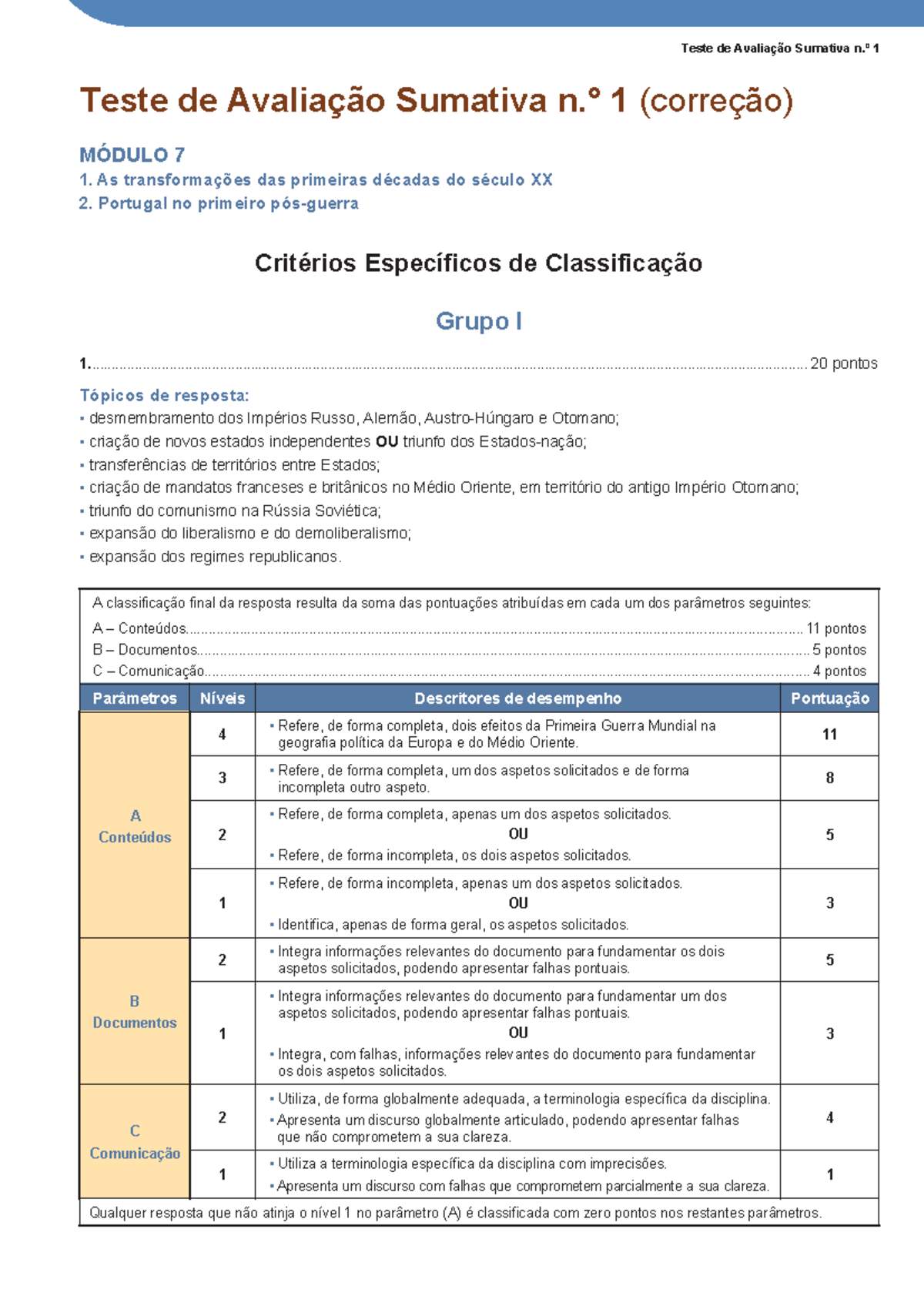Etha12 teste avaliacao n 1 correcao - Teste de Avaliação Sumativa n.° 1 ...