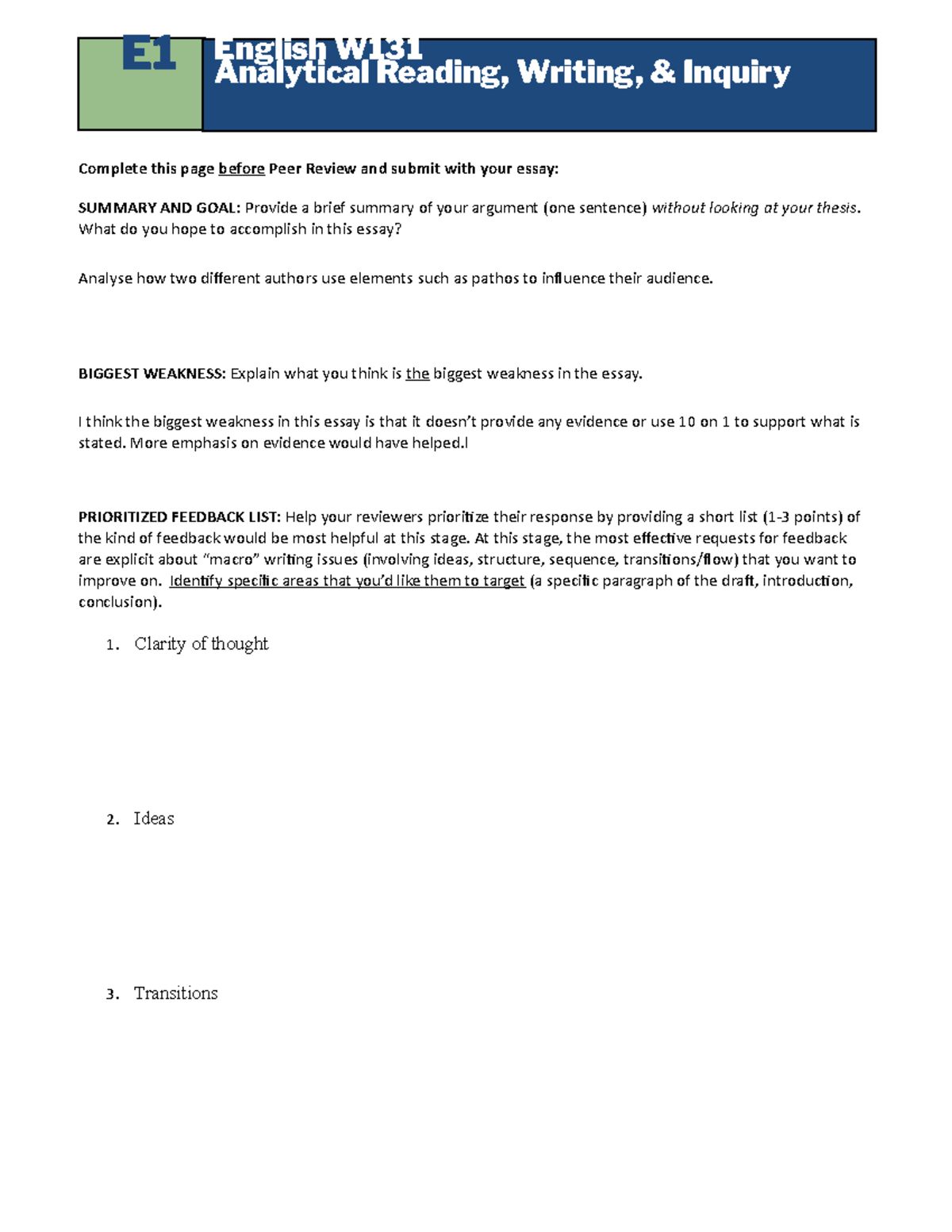 Essay+1+Peer+Review+Cover+Sheet-1 - Complete this page before Peer ...