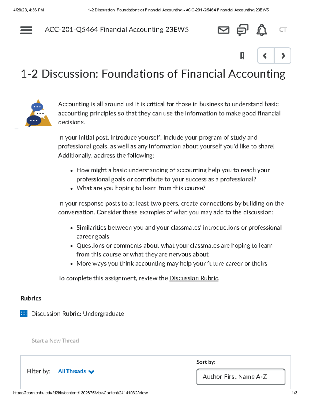 1-2 Discussion Foundations of Financial Accounting - ACC-201-Q5464 ...