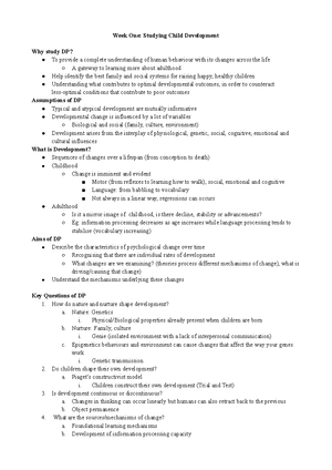 PL3234 Developmental Psychology Lecture Tutorial Notes 2019/2020 ...