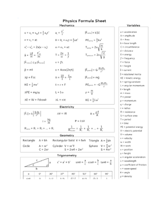Force - Formula sheet for exam - Force work: F distance Collisium is ...
