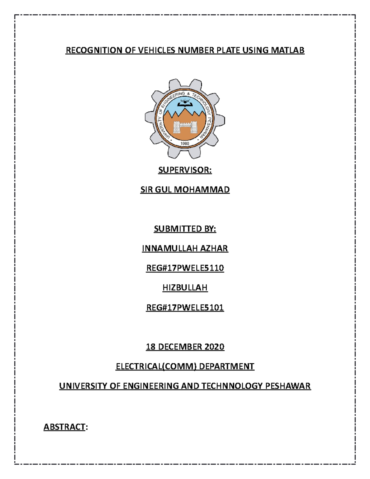 Recognition OF Vehicles Number Plate Using Matlab - RECOGNITION OF ...