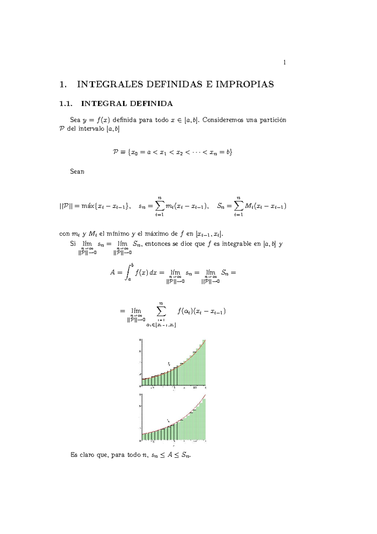 Propiedades de Integrales - 1 1. INTEGRALES DEFINIDAS E IMPROPIAS 1 ...