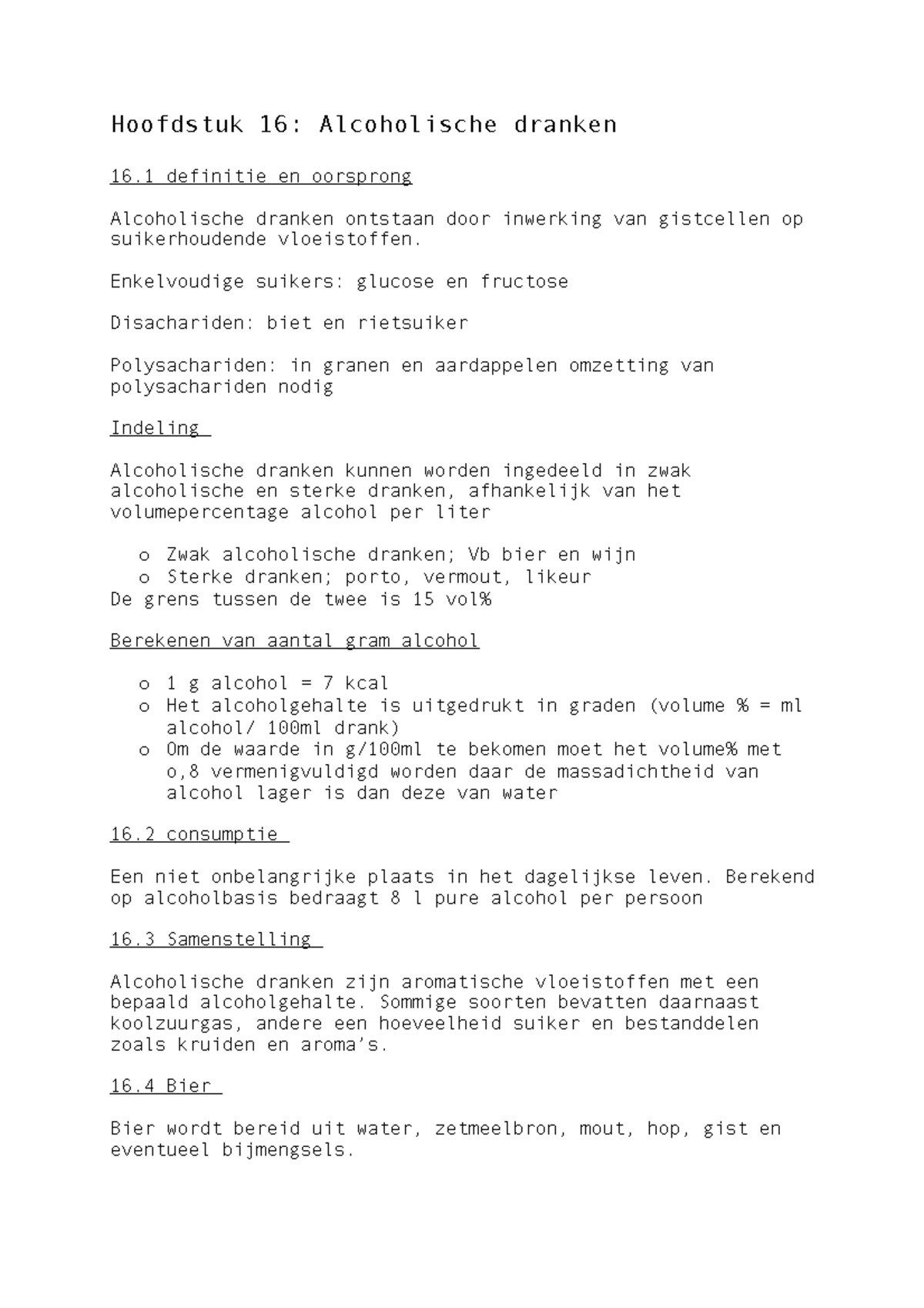 Hoofdstuk 16 alcoholische dranken - Hoofdstuk 16: Alcoholische dranken ...