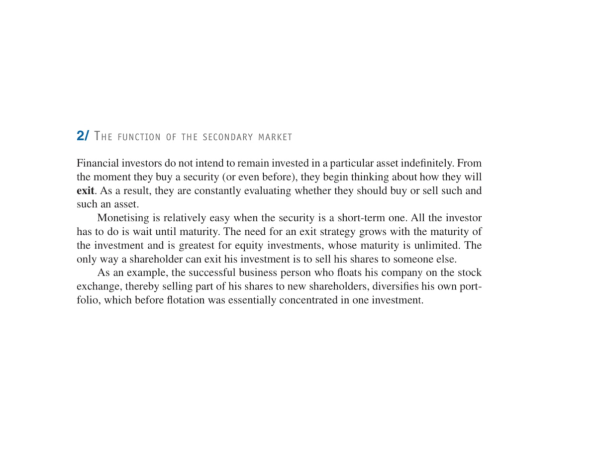 Function of the secondary market - Strategic Corporate Finance - Studocu
