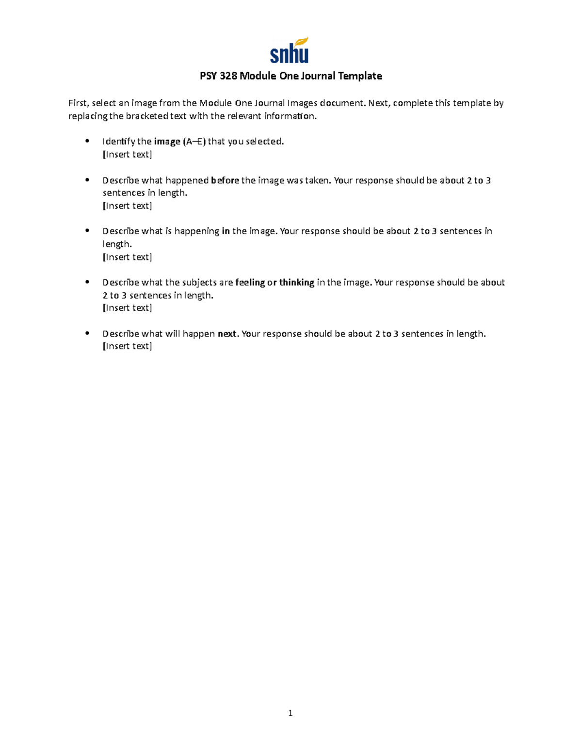 PSY 328 Module One Journal Template - PSY 328 Module One Journal ...