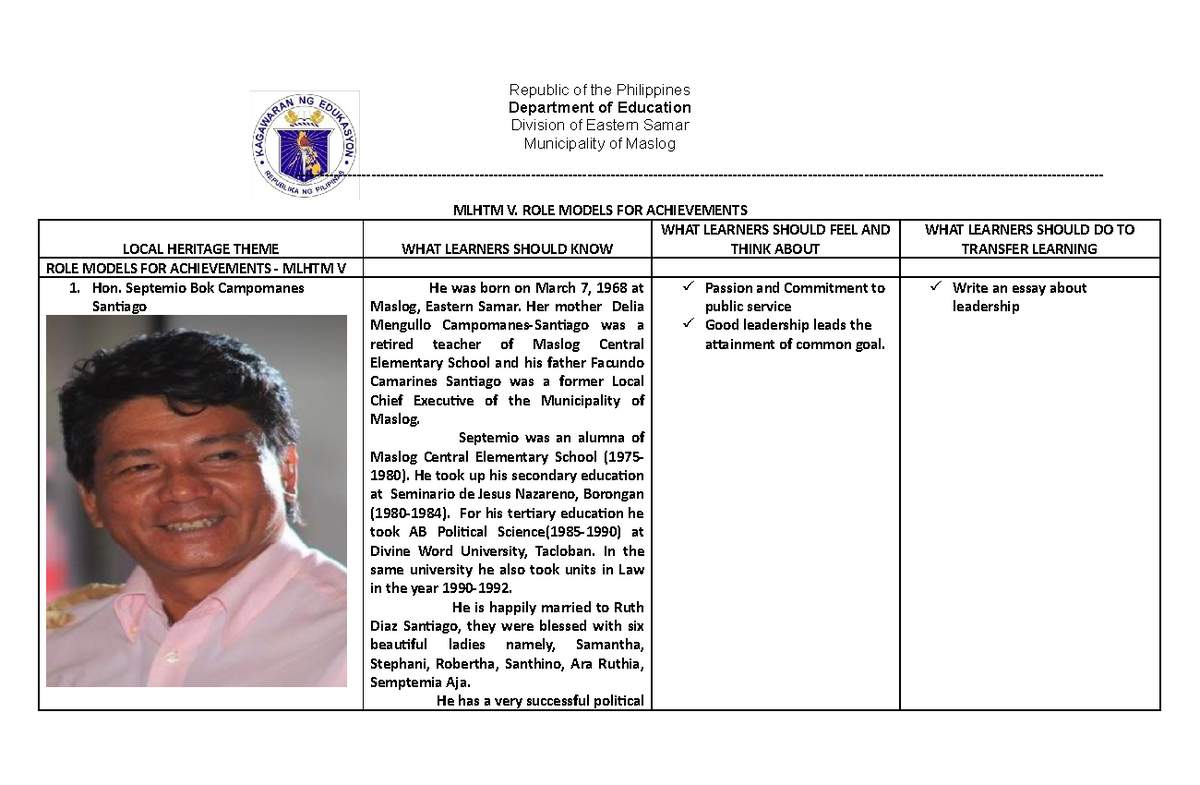 Theme 5-Role Models for Achievements - Republic of the Philippines ...