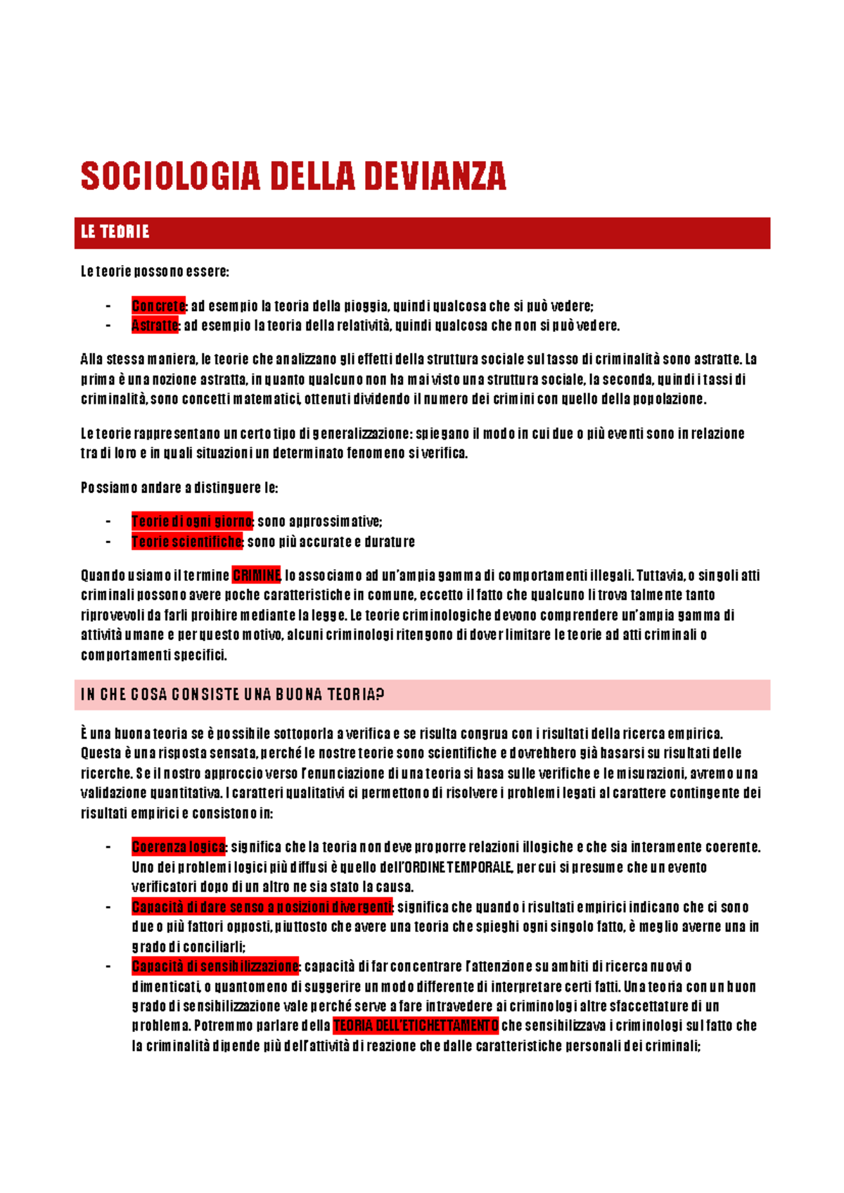 Sociologia della devianza - SOCIOLOGIA DELLA DEVIANZA LE TEORIE Le teorie possono essere ...