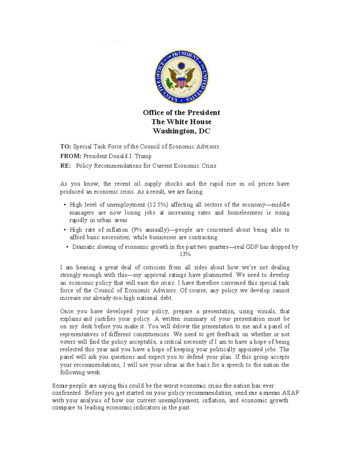 Entry document trump memo 2 - Office of the President The White House ...