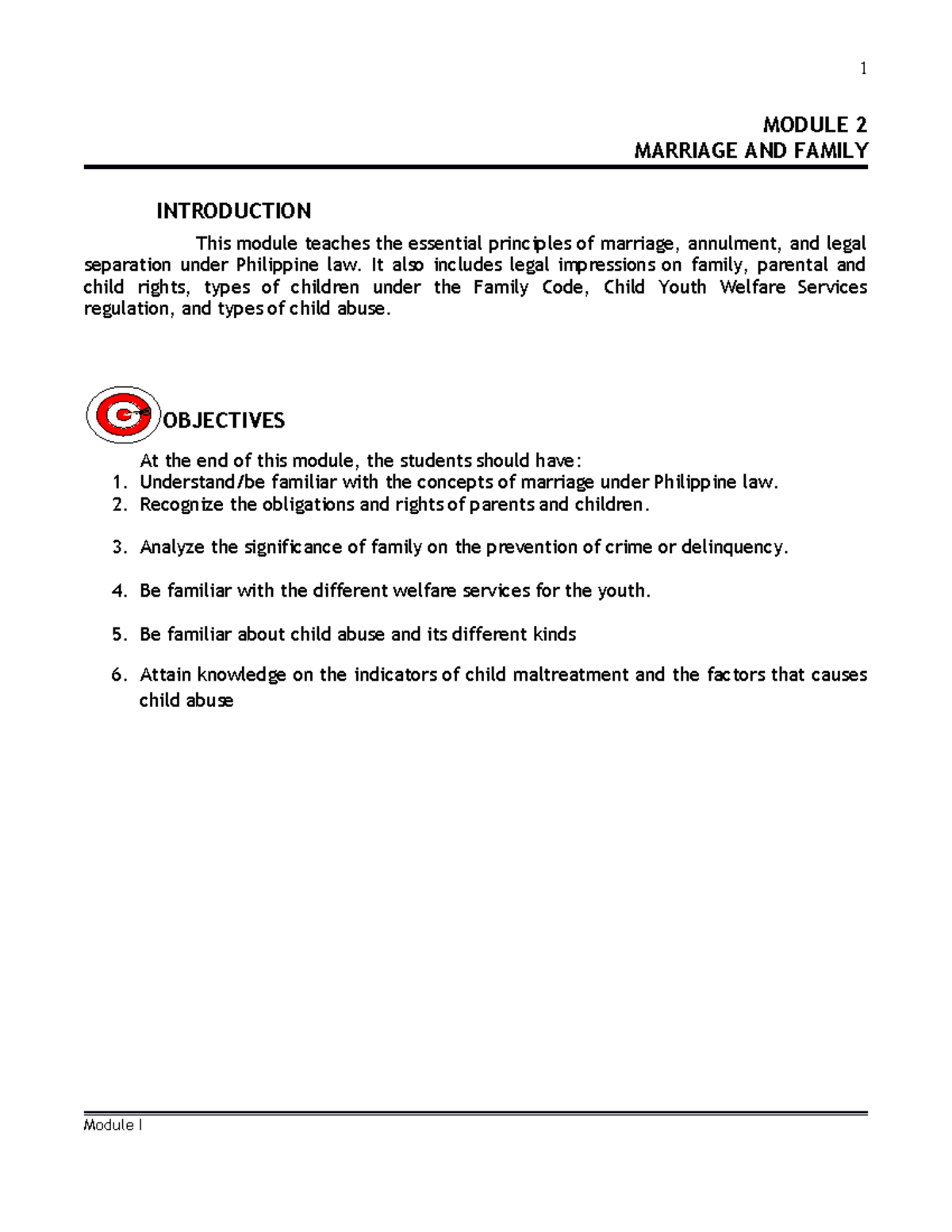 Marriage - INTRODUCTION OBJECTIVES MODULE 2 MARRIAGE AND FAMILY This ...