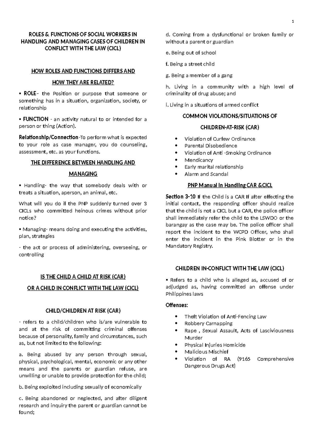 PPT NI Argus CAR AND CICL - ROLES & FUNCTIONS OF SOCIAL WORKERS IN ...