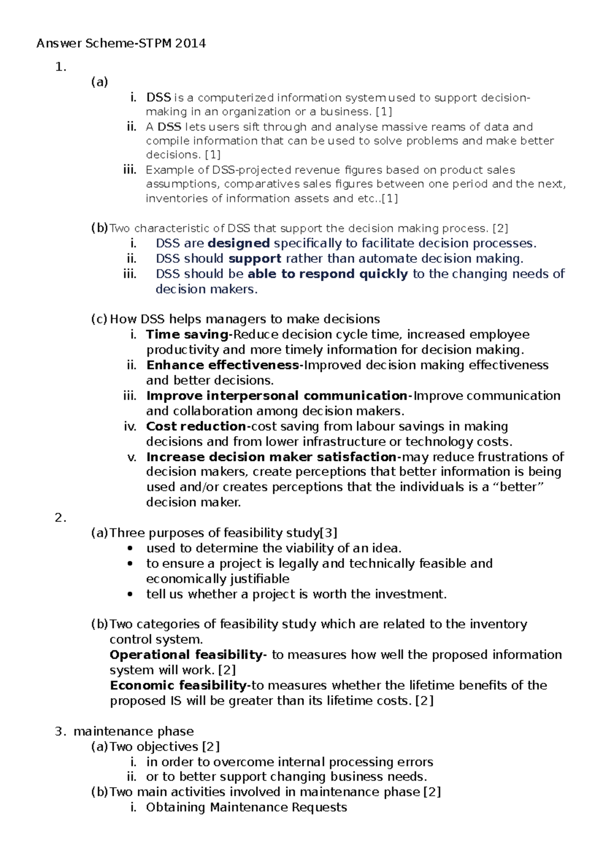 Answer Scheme STPM 2014 P3 - Answer Scheme-STPM 2014 1. (a) i. DSS is a ...