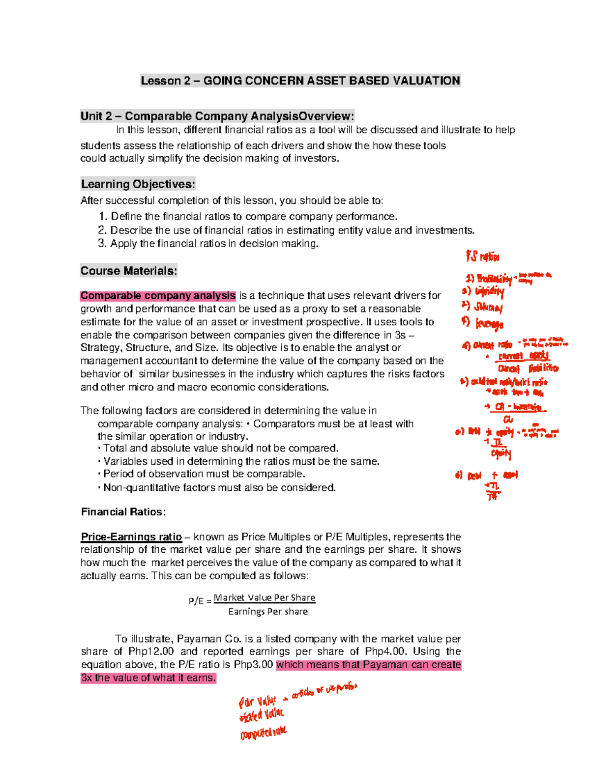 3 Lesson-2- Going- Concern- Asset- Based- Valuation -Unit-2-Comparable ...