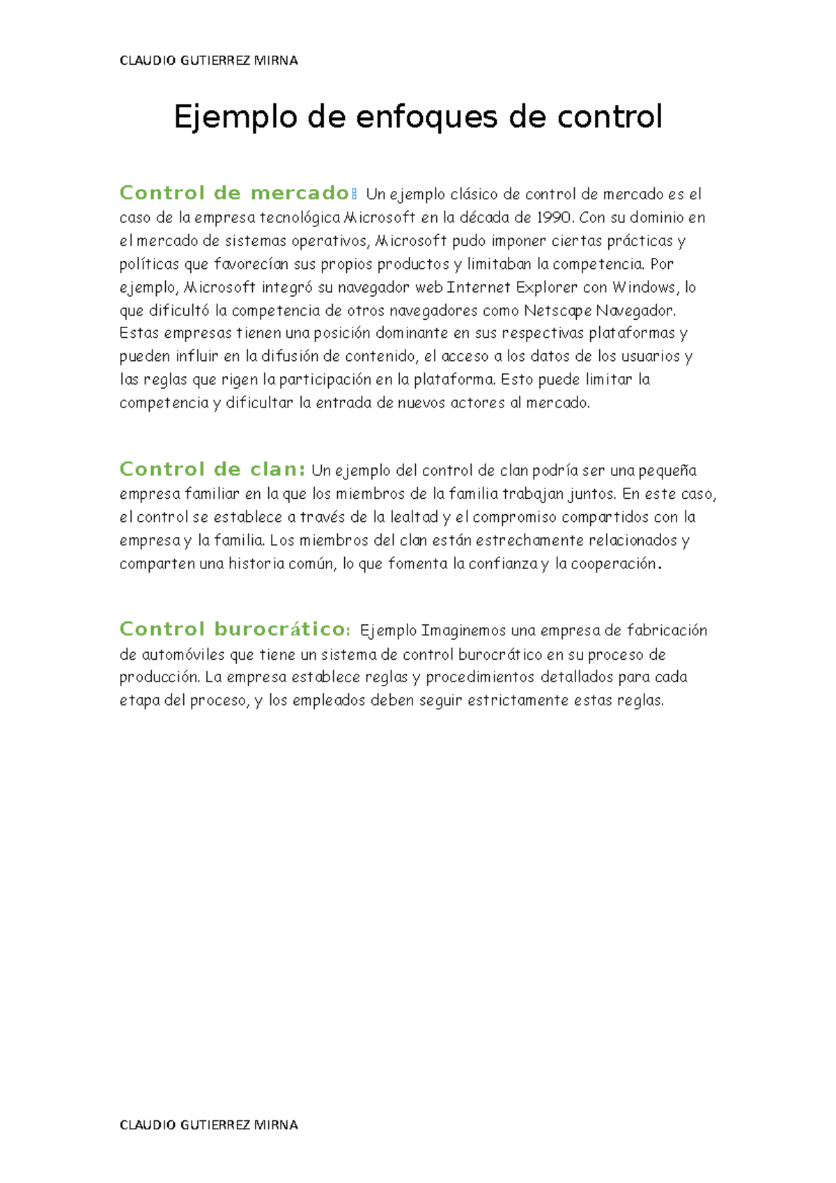 Ejemplo de enfoques de control - CLAUDIO GUTIERREZ MIRNA Ejemplo de enfoques de control Control ...