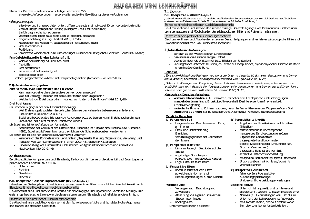 Aufgaben von Lehrkräften - Studium + Praktika + Referendariat = fertige ...