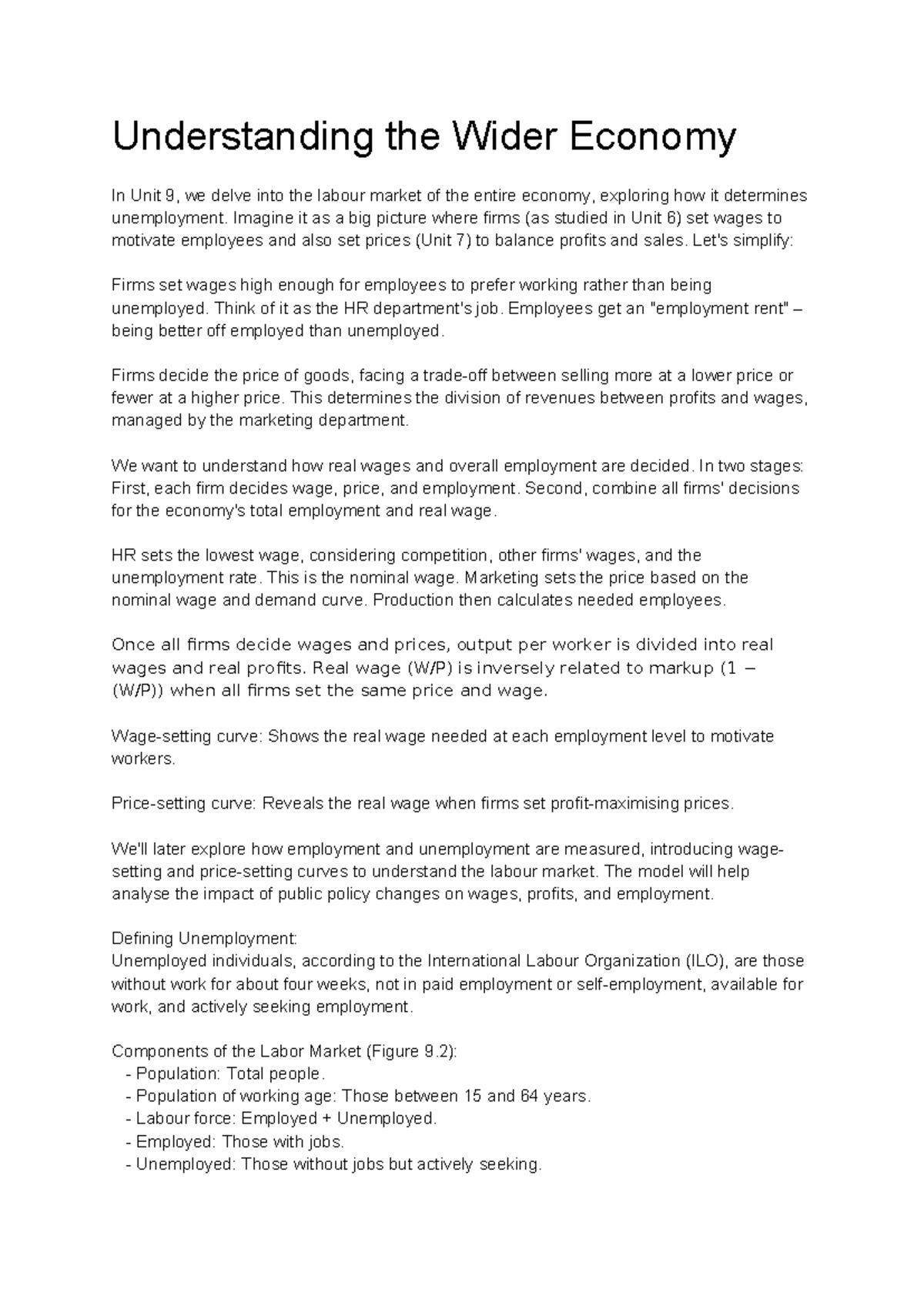 Understanding the Wider Economy - Imagine it as a big picture where ...