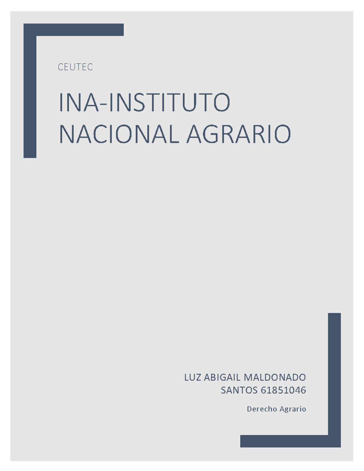Informe INA - CEUTEC INA-INSTITUTO NACIONAL AGRARIO LUZ ABIGAIL ...