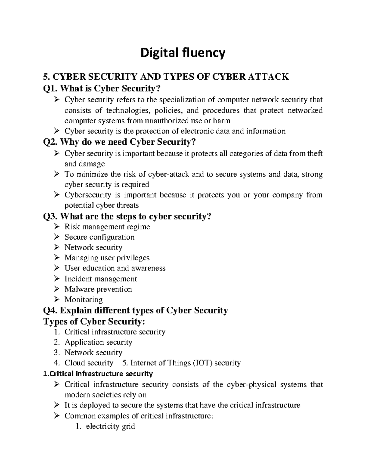 5. Cyber Security AND Types OF Cyber Attack - Digital fluency 5. CYBER ...