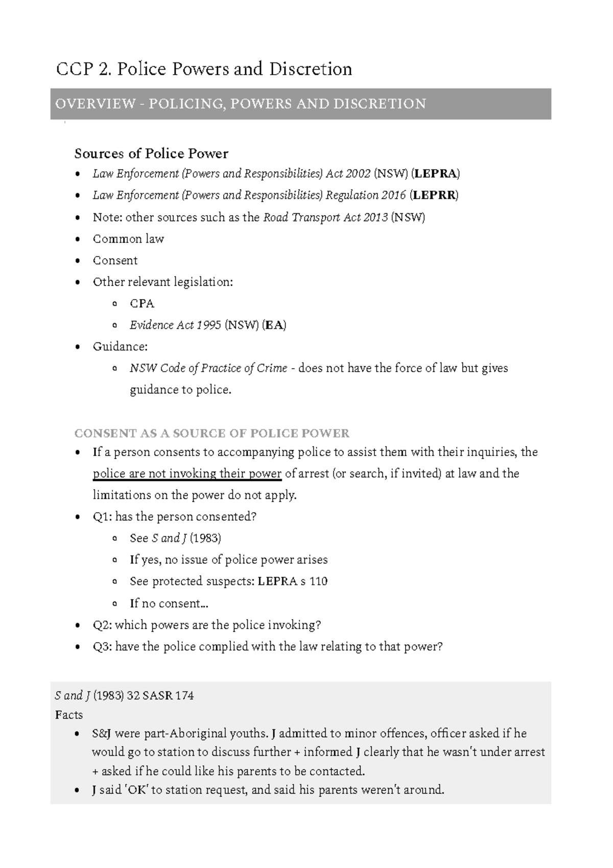 CCP 2. Police Powers and Discretion - CCP 2. Police Powers and ...