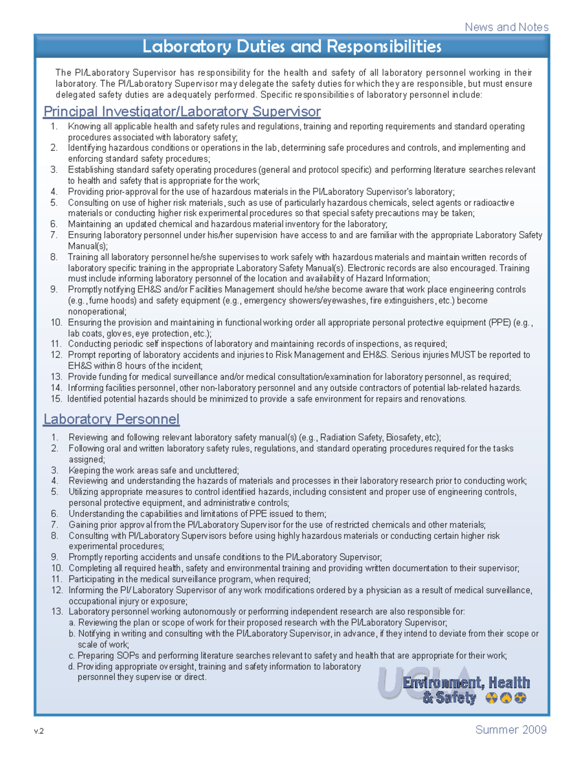 PI Lab Safety Responsibilities-176303 - Reviewing and following ...