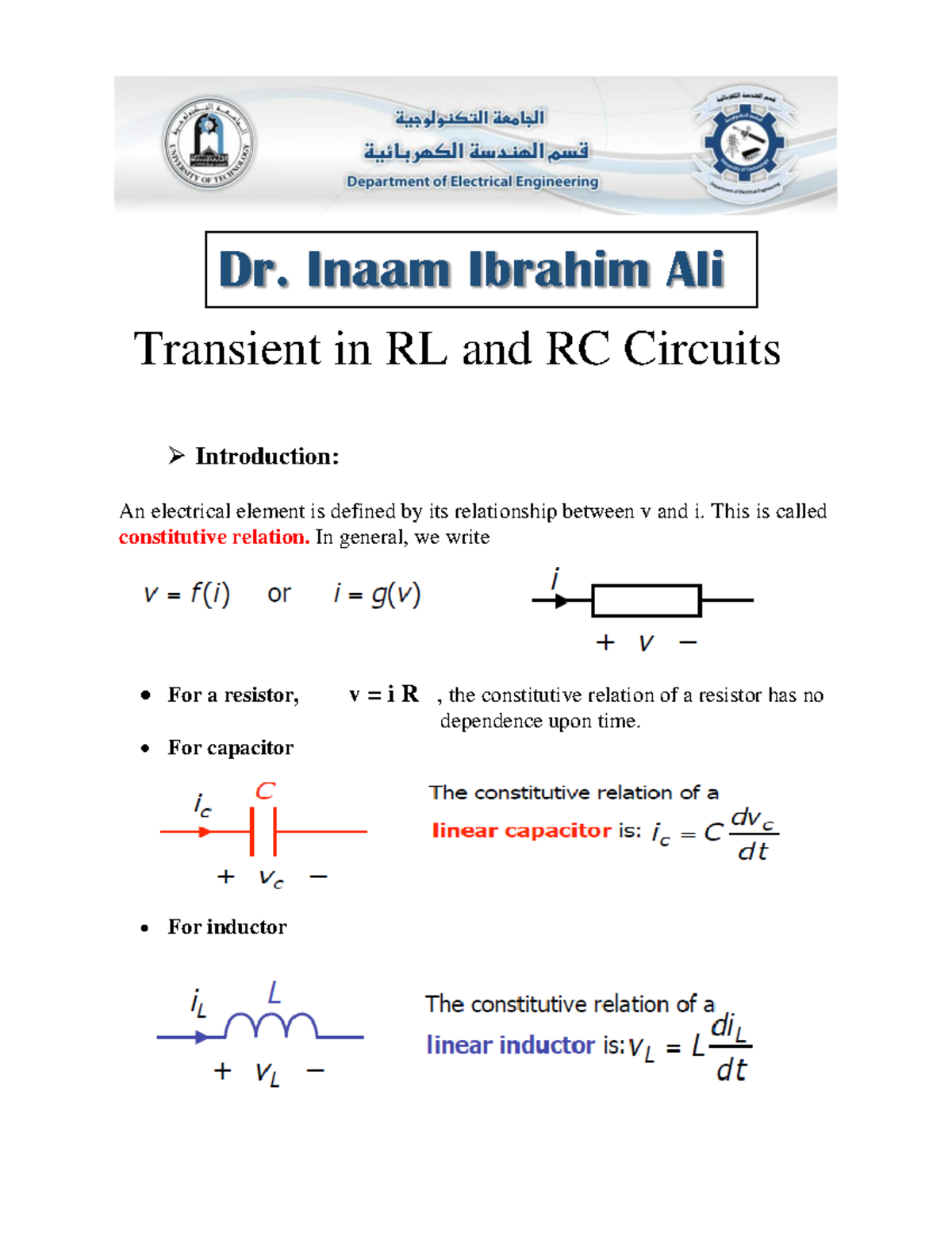 Transient in RL -RC part1 - Transient in RL and RC Circuits ...