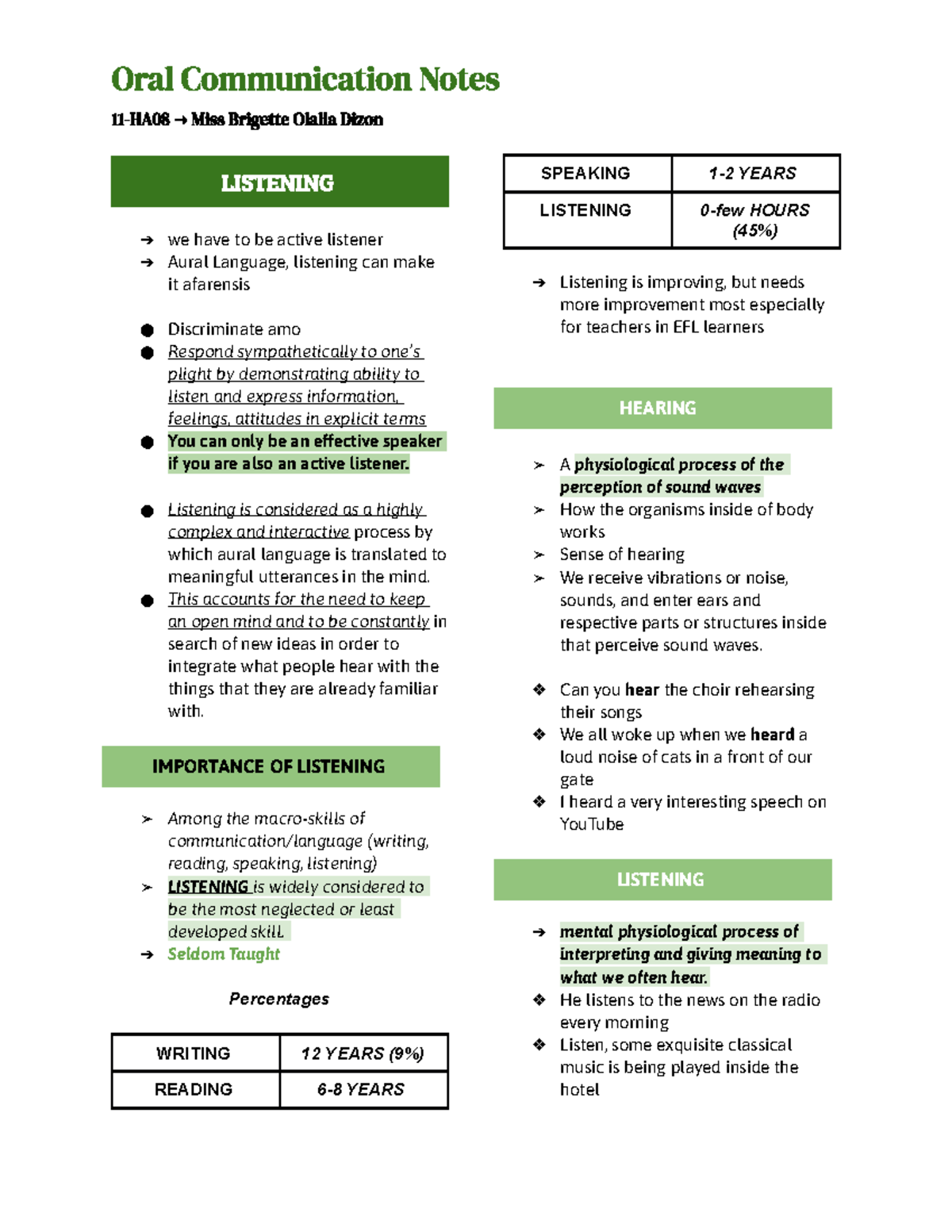 2ND Quarter Oral Communication Notes - Oral Communication Notes 11 - HA ...