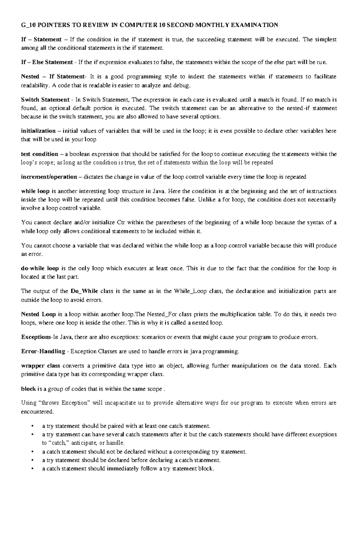 G10 - Pointers-TO- Review-FOR- Computer-10- Second- Monthly ...