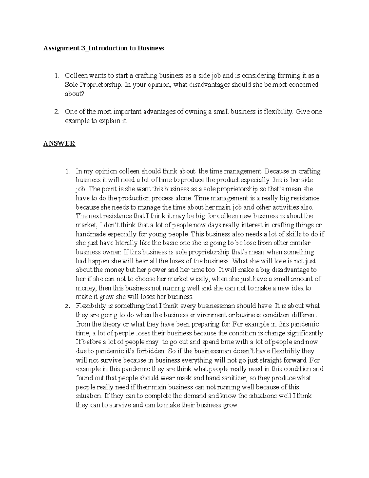 Assignment Ch 4 5 Intro to Business - Assignment 3_Introduction to ...