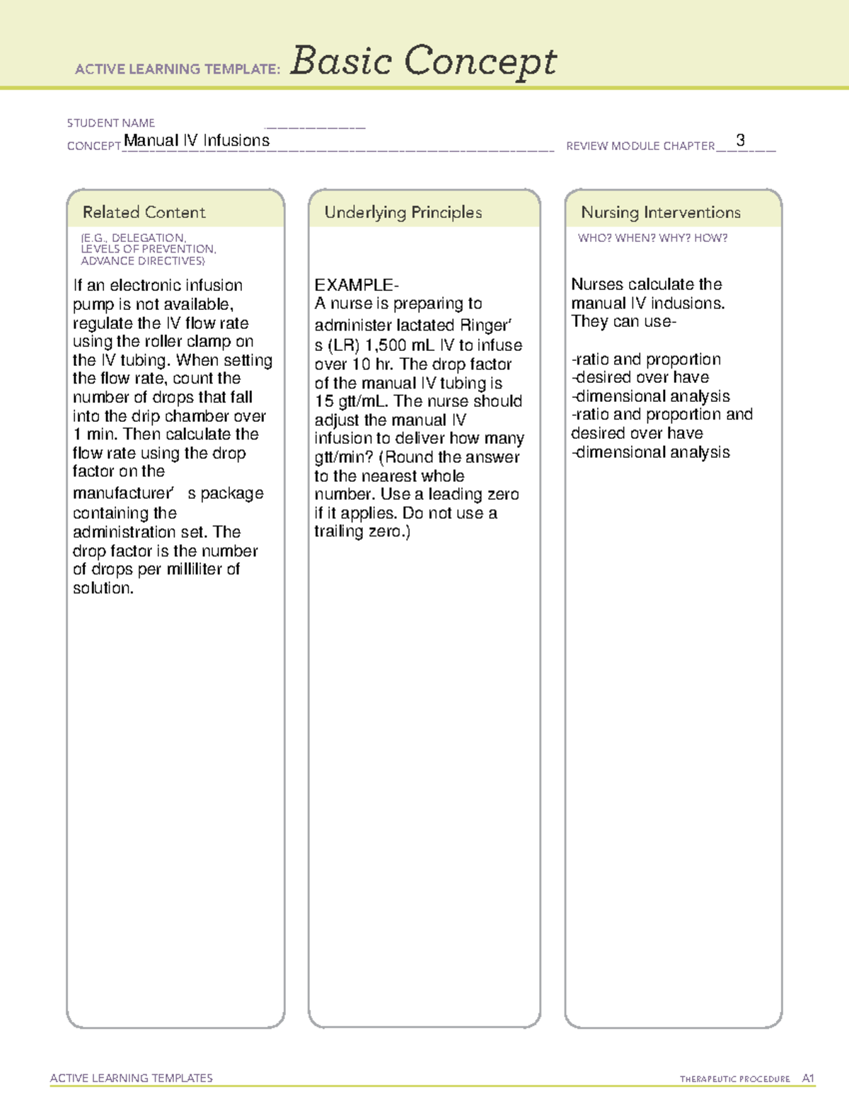ATI Manual IV remd - Med1 - ACTIVE LEARNING TEMPLATES TherapeuTic ...