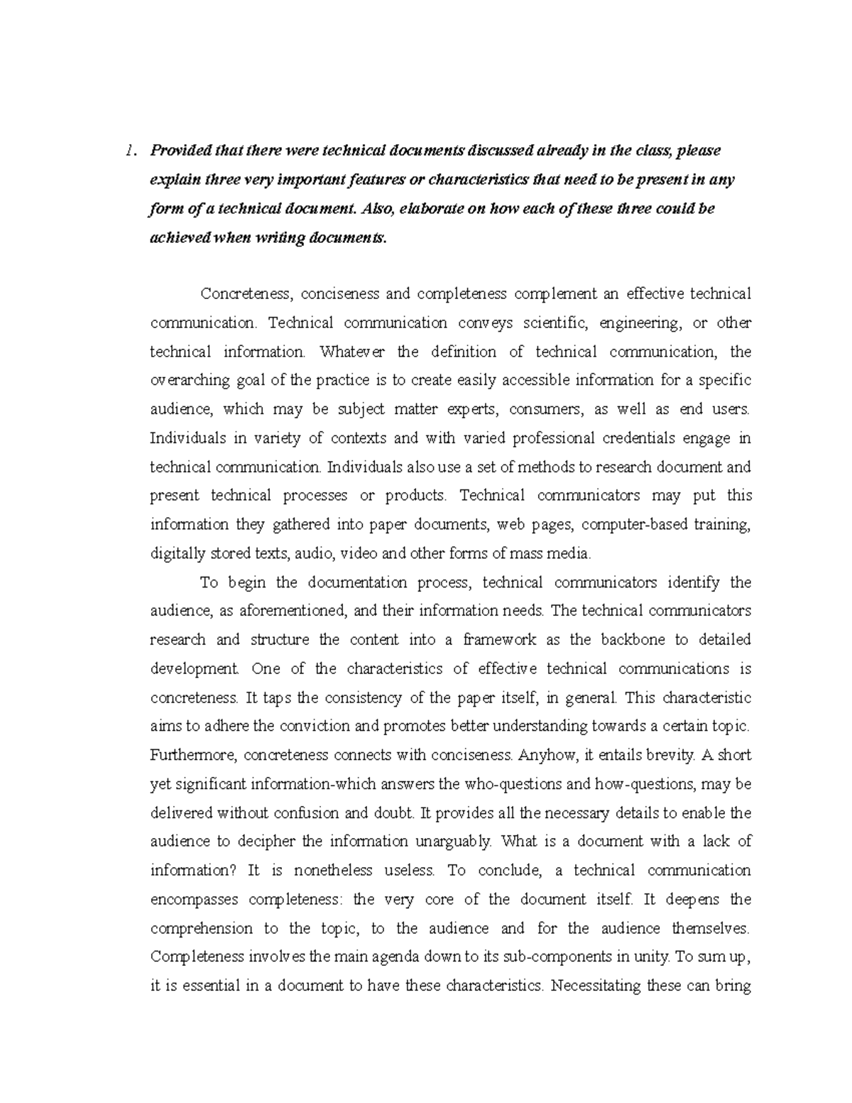 Lecture Notes 3 - 1. Provided that there were technical documents ...