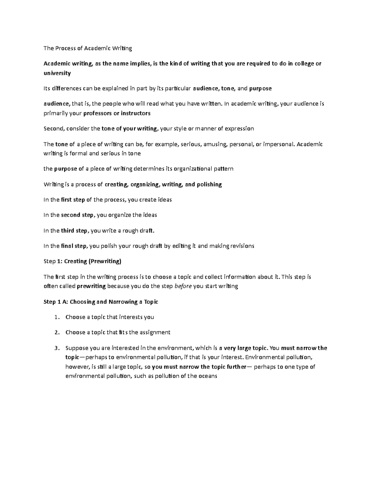 The Process of Academic Writing - The Process of Academic Writing ...