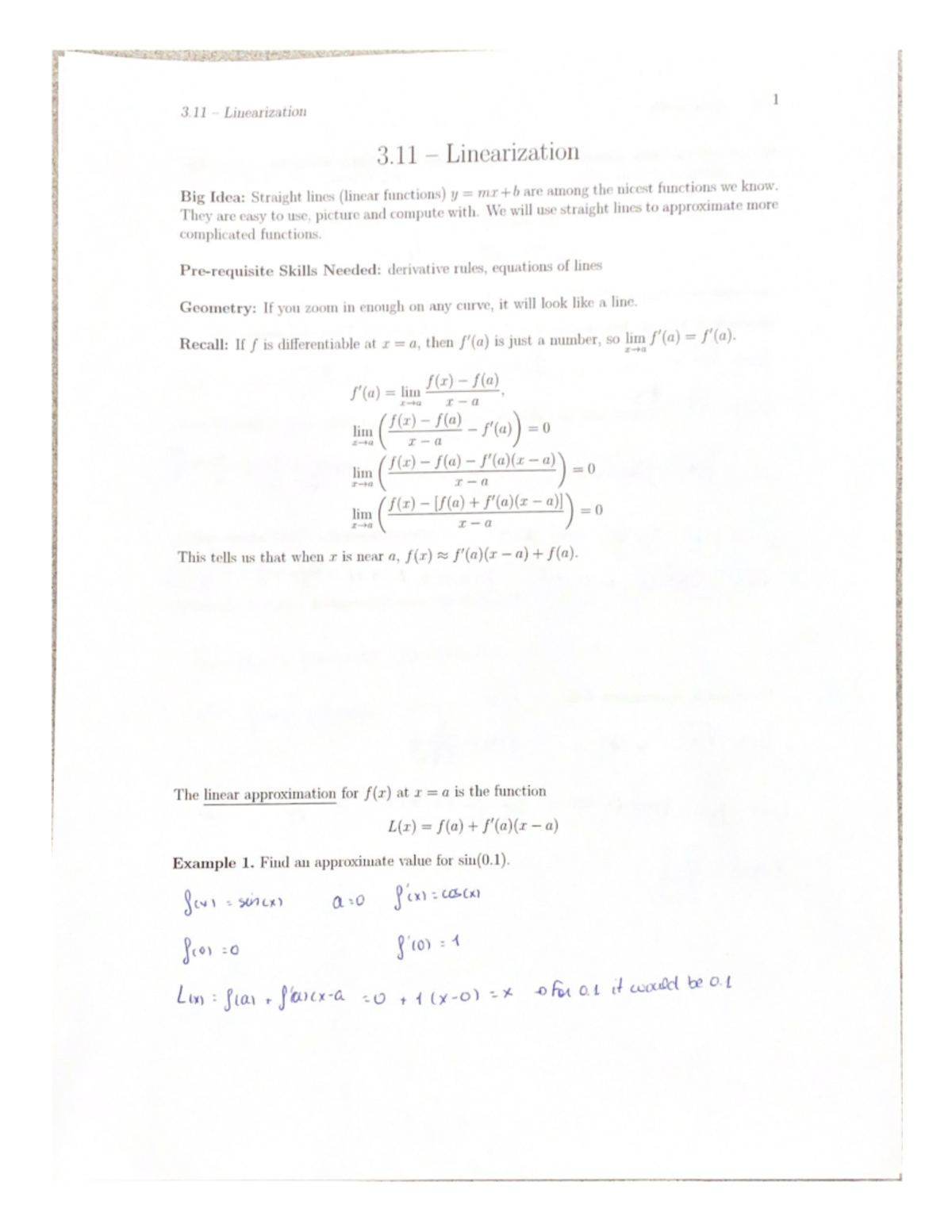3.11 - Linearization - Linearizatiton - Caligrafìa - Studocu