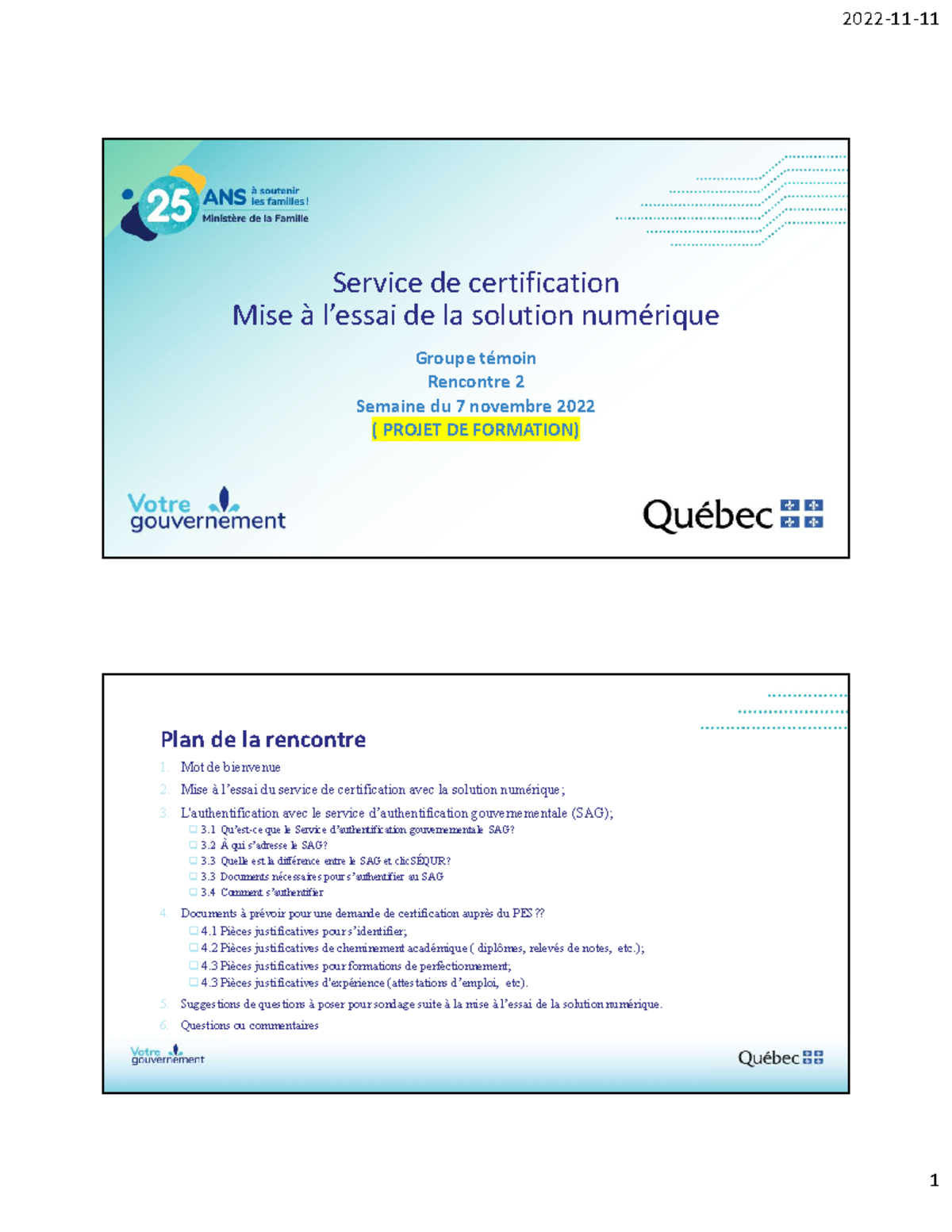 Projet formation - Service de certification Mise à l’essai de la ...