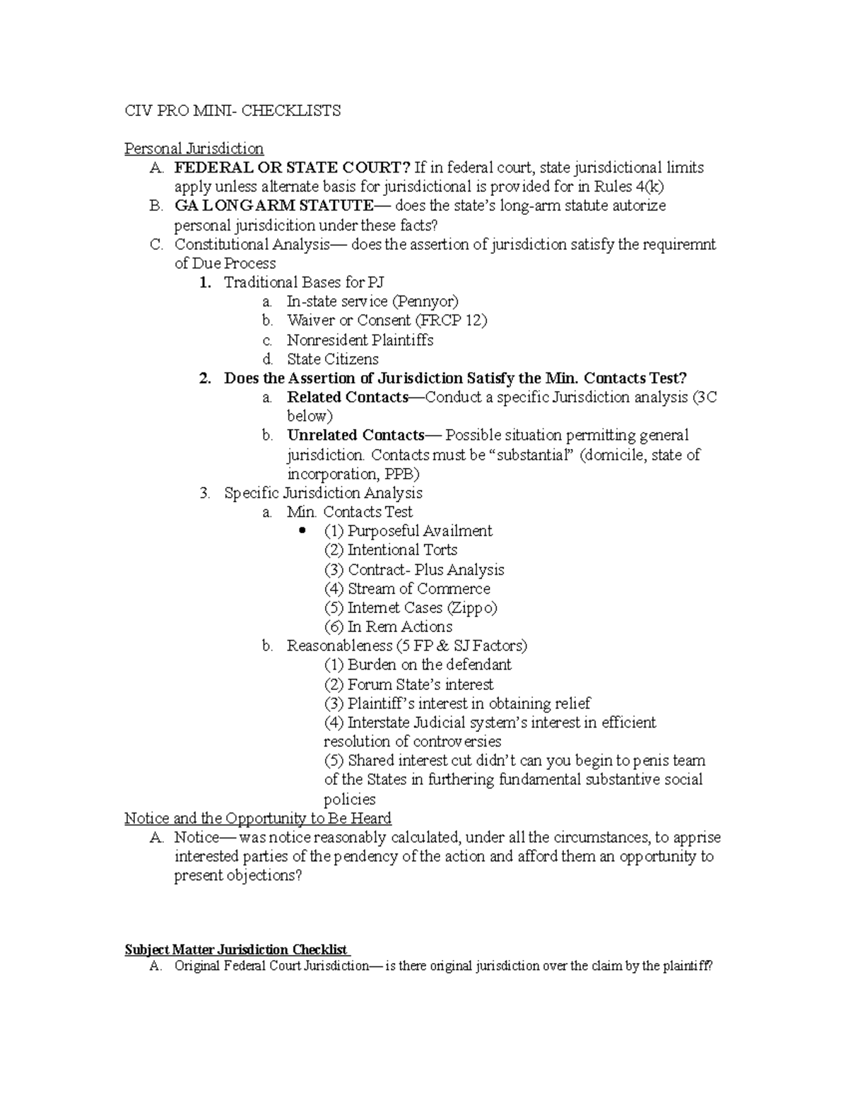 CIV PRO MINI Checklists - CIV PRO MINI- CHECKLISTS Personal ...