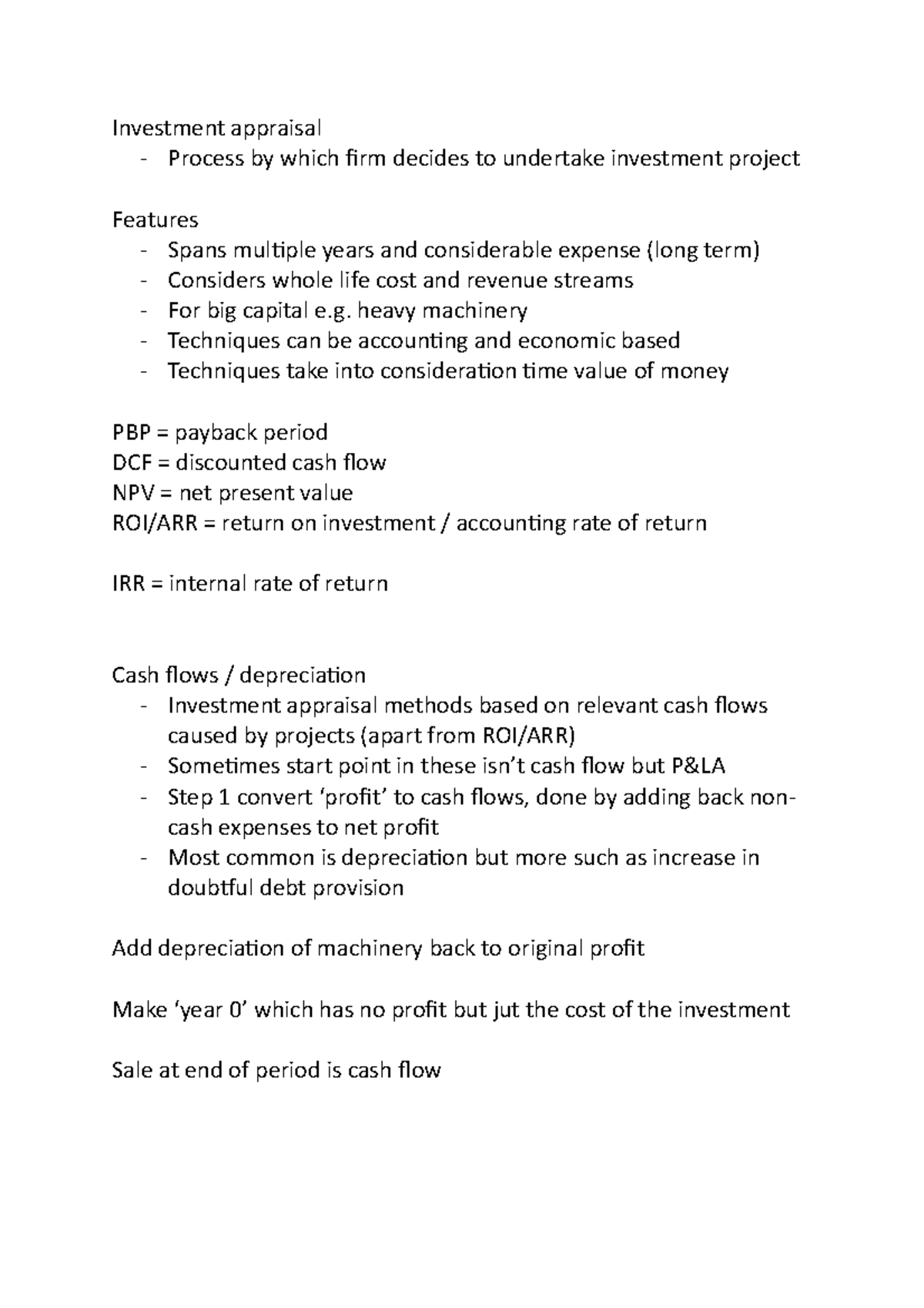 Investment appraisal - Lecture notes 8 - Investment appraisal - Process ...