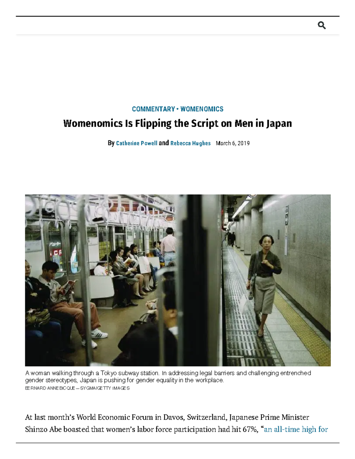 Commentary Japan's Womenomics Is Flipping the Script on Men Fortune - COMMENTARY • WOMENOMICS ...