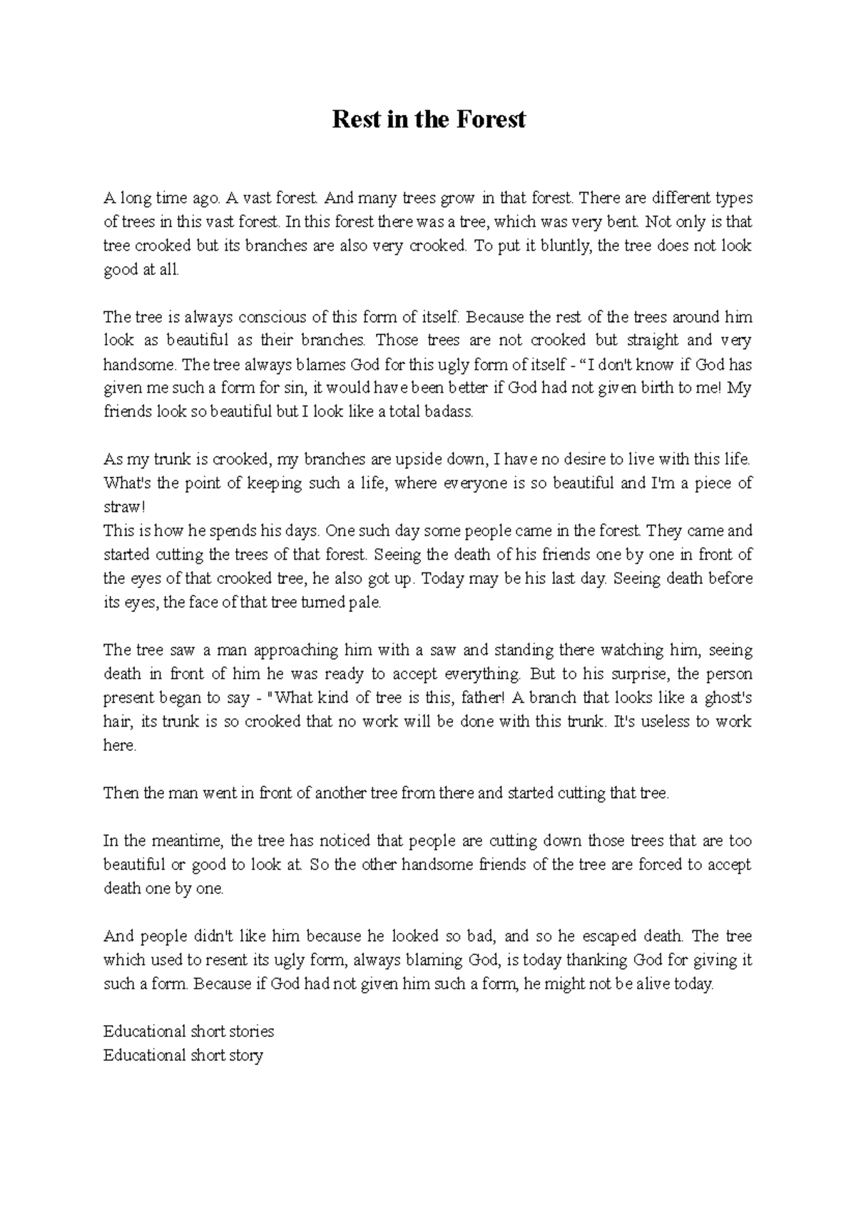 Rest in the Forest - Practice Notes that are required for the course ...