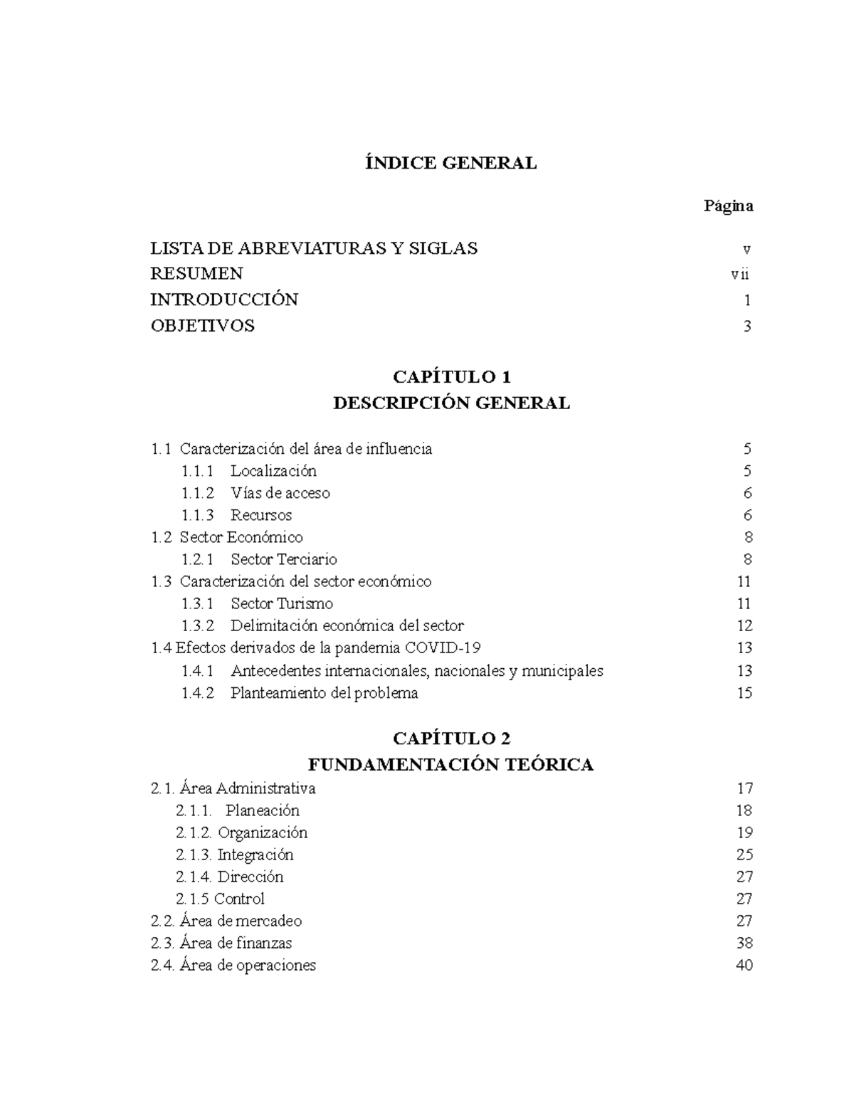 Indice General - ÍNDICE GENERAL Página LISTA DE ABREVIATURAS Y SIGLAS v ...