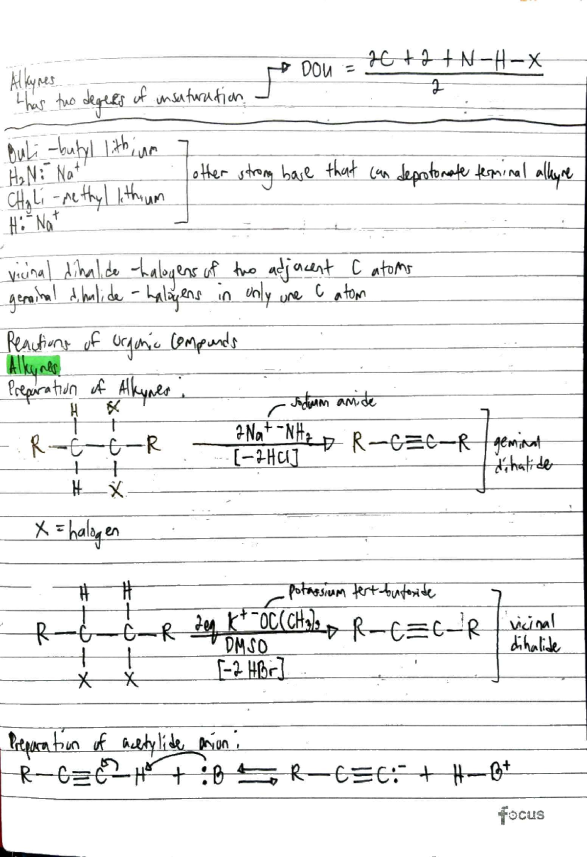 Organic Chemistry 2 Notes of Reactions - DOU 2C 2 X Alkynes 2 thas two ...