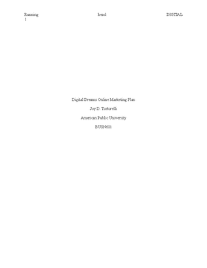 Tortorelli J-MKTG602-Assignment 3 - Running head: WEEK 3 1 Week 3 Joy Tortorelli American Public ...