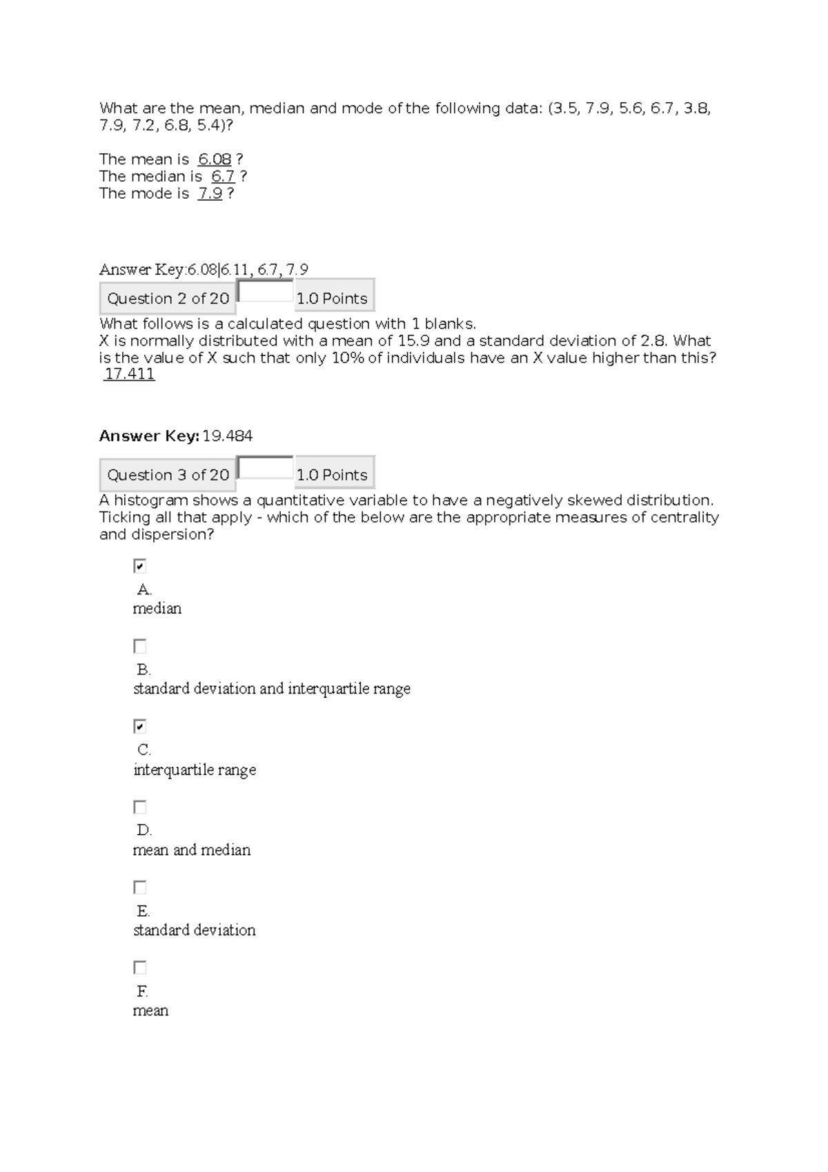 Maths revision Qs - Compiled Practice Q's - What are the mean, median ...