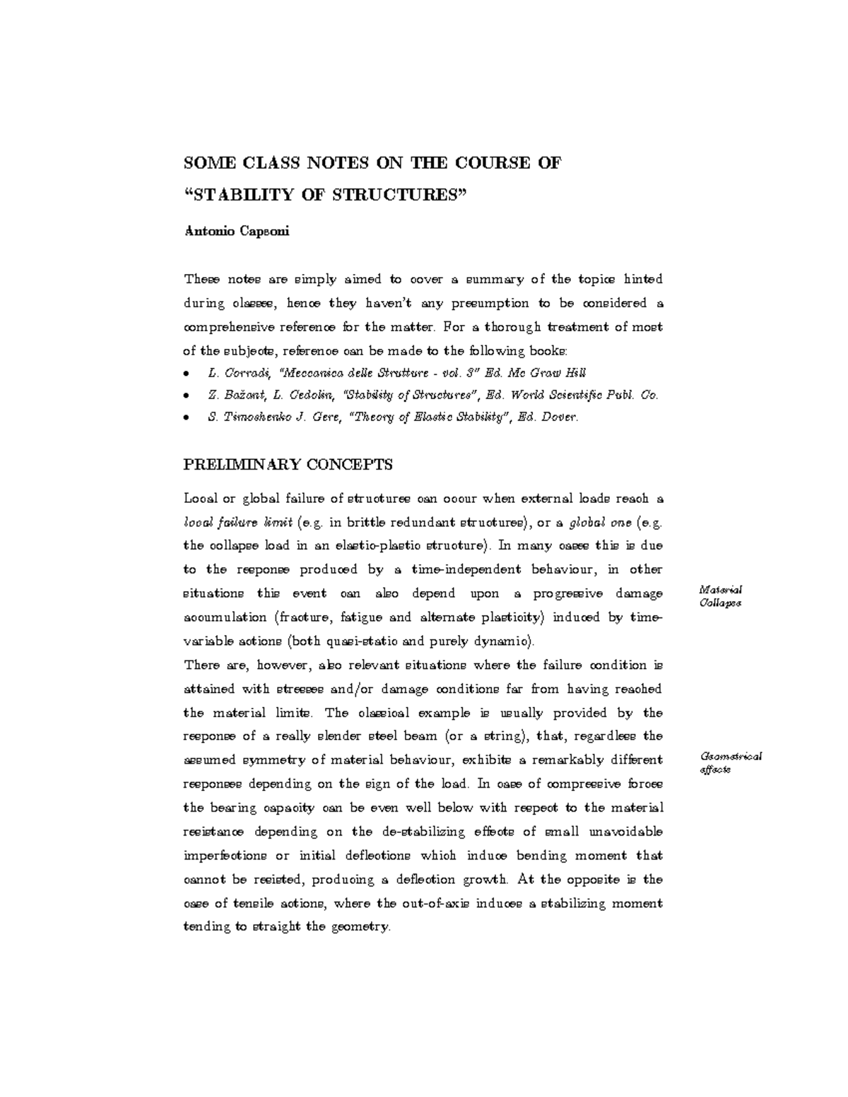 Stability Class notes - SOME CLASS NOTES ON THE COURSE OF “STABILITY OF ...