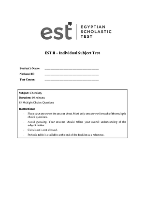 EST II - Biology - Practice tests - EST II – Individual Subject Test ...
