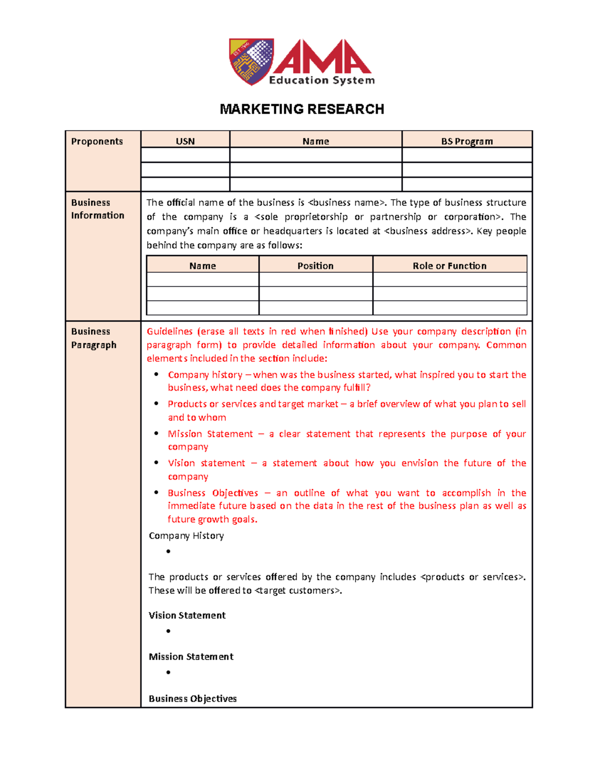 2026 Marketing Research Template - MARKETING RESEARCH Proponents USN ...