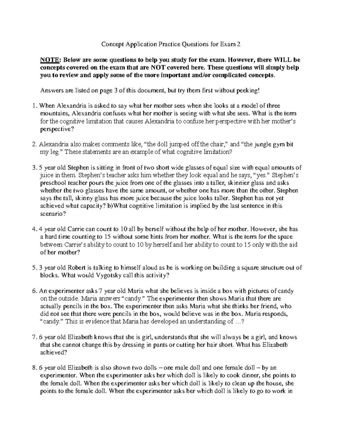 Exam 2.Practice Questions - Concept Application Practice Questions for ...