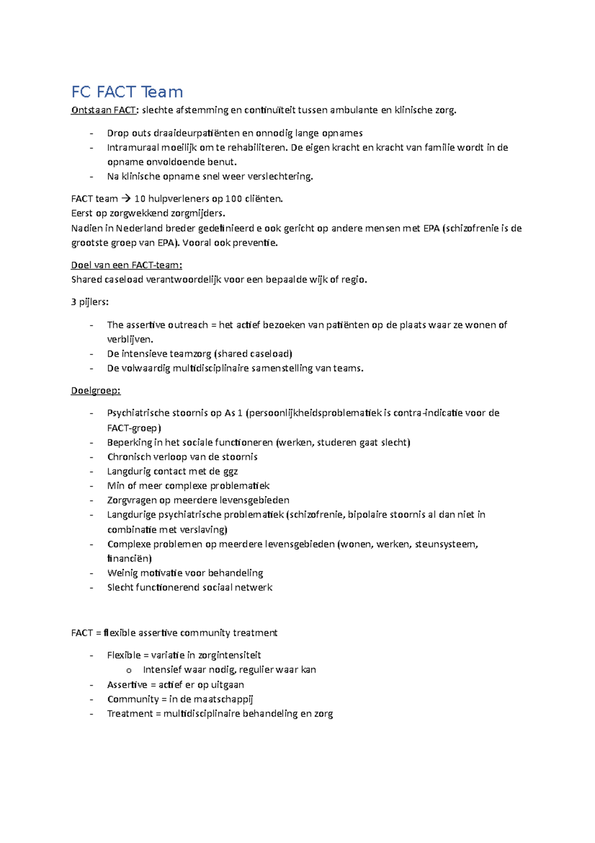 FC FACT Team - Flitscollege fact team, verpleegkunde jaar 1. - FC FACT ...