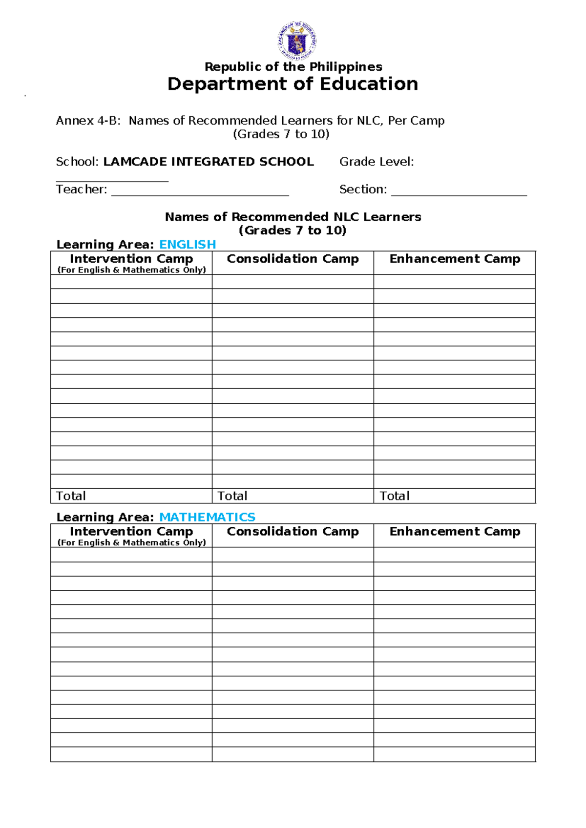 NLC REPORT 2022-2023 - Republic of the Philippines Department of ...