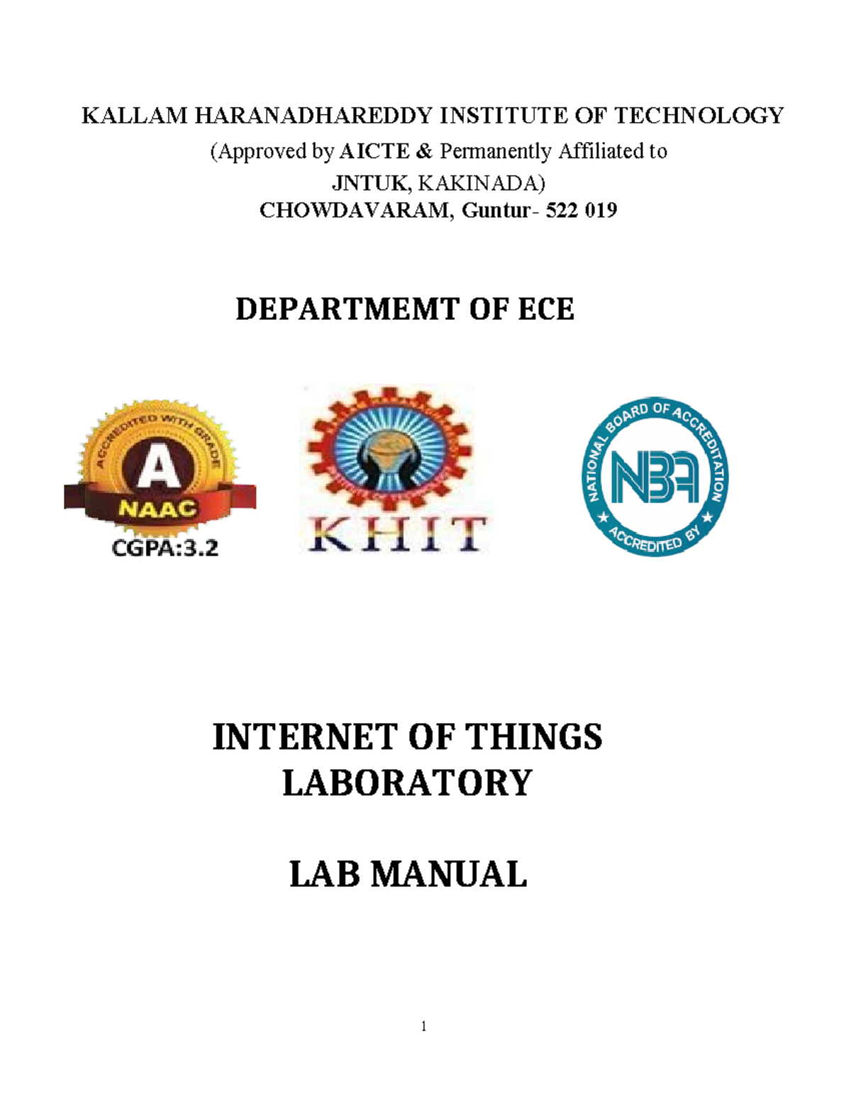 IOT Lab manual (final copy) - KALLAM HARANADHAREDDY INSTITUTE OF ...