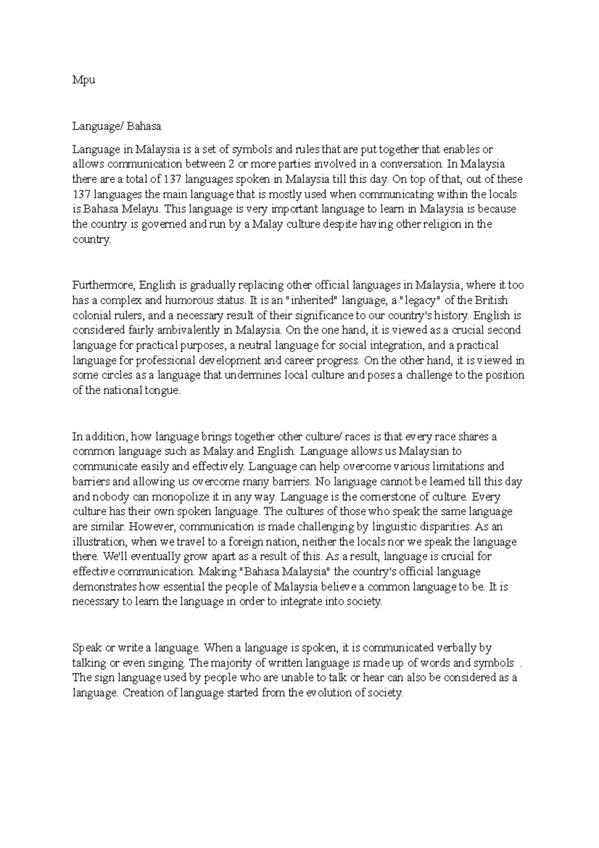 Mpu - assignments is kinda good as reference - Mpu Language/ Bahasa ...