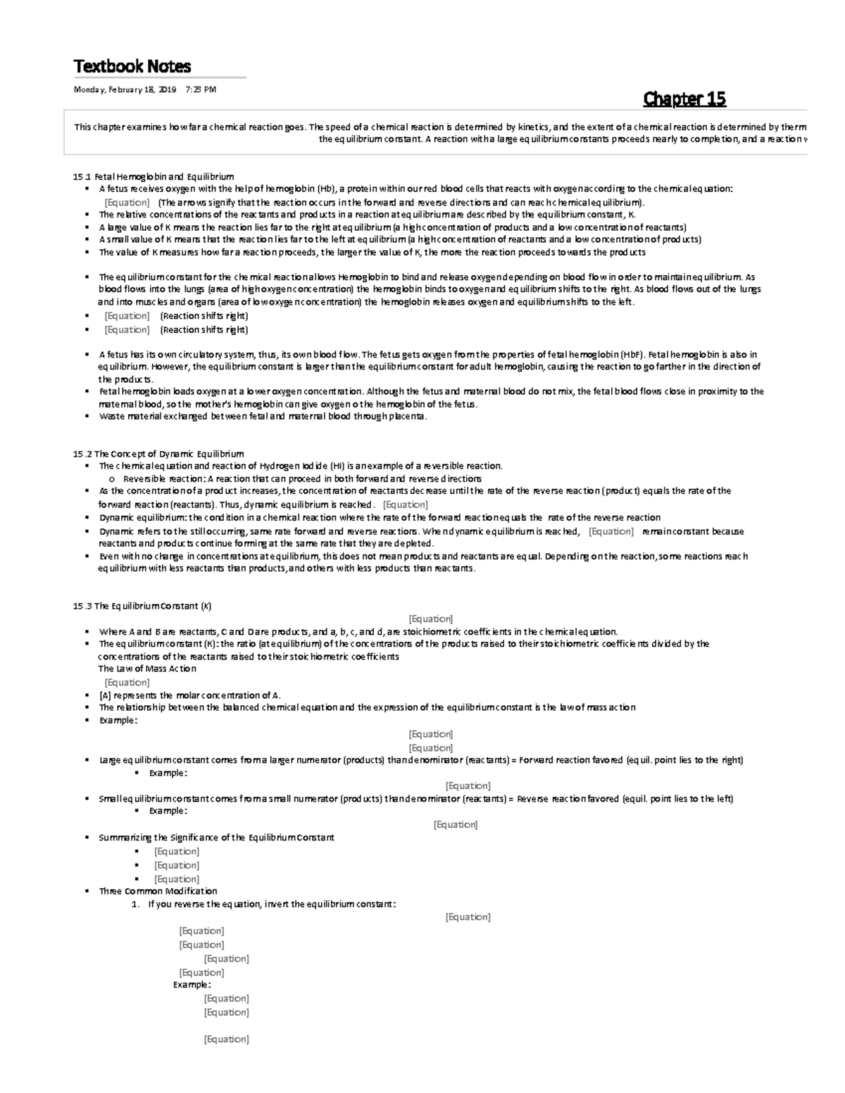 Chapter 15 Chemistry Textbook Notes - Textbook Notes Monday, February ...
